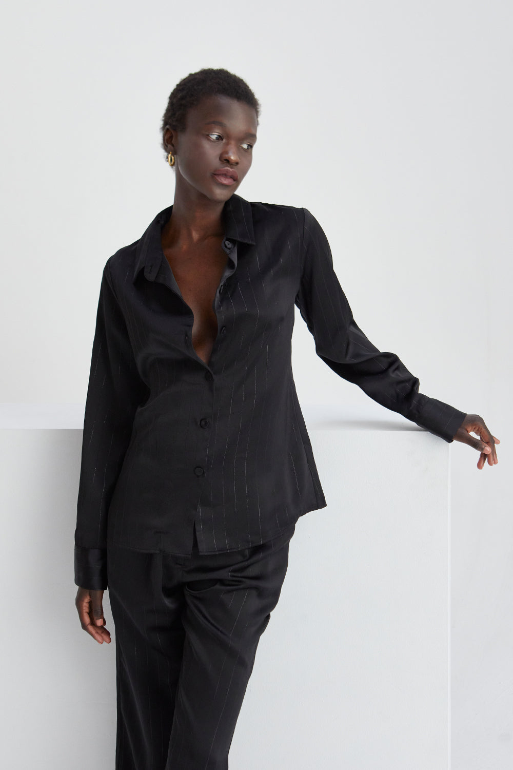 Maurice Satin Pinstripe Shirt